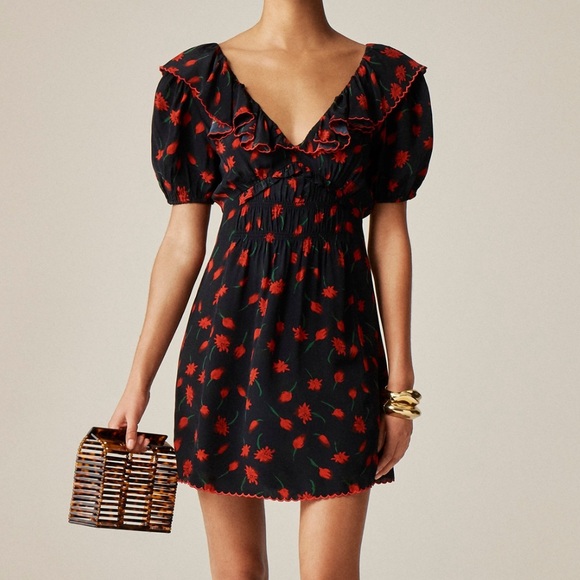 J. Crew | Dresses | J Crew Ruffle Floral Collar Mini Dress | Poshmark